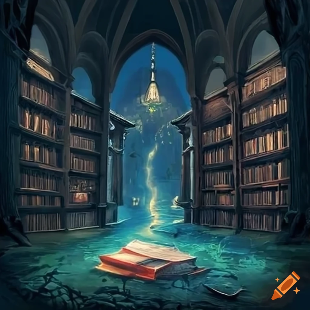 Fantasy land with floating books, ancient libraries, and a castle made ...