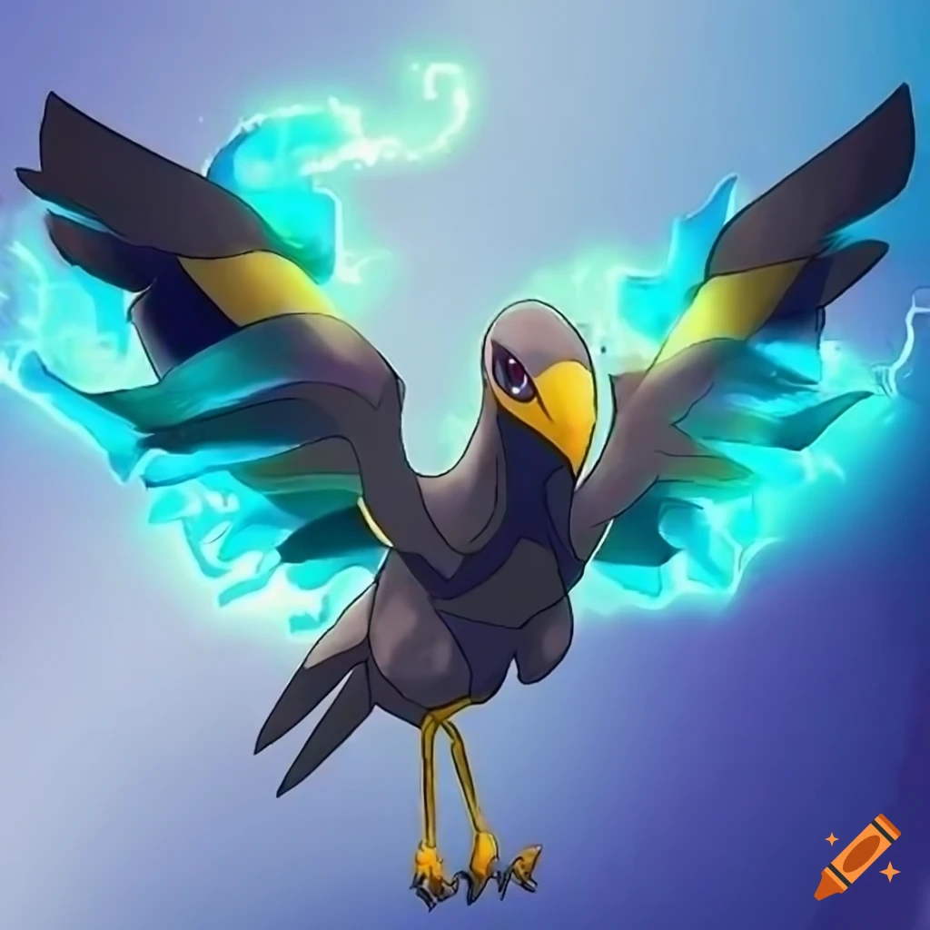 Aerospark - electric bird-like Pokémon with lightning bolt wings on Craiyon