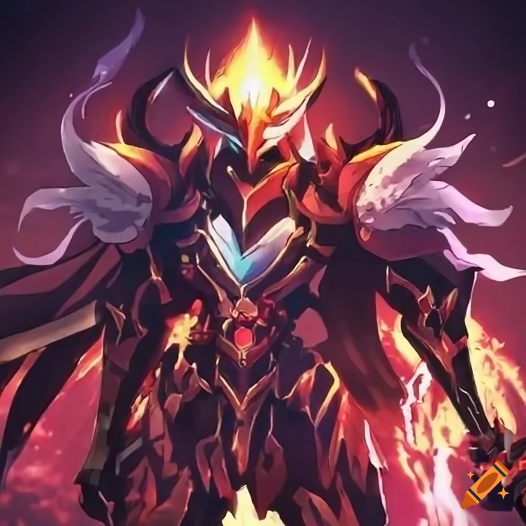 Anime priest knight in heavy armor holding axe with blood marks and ...