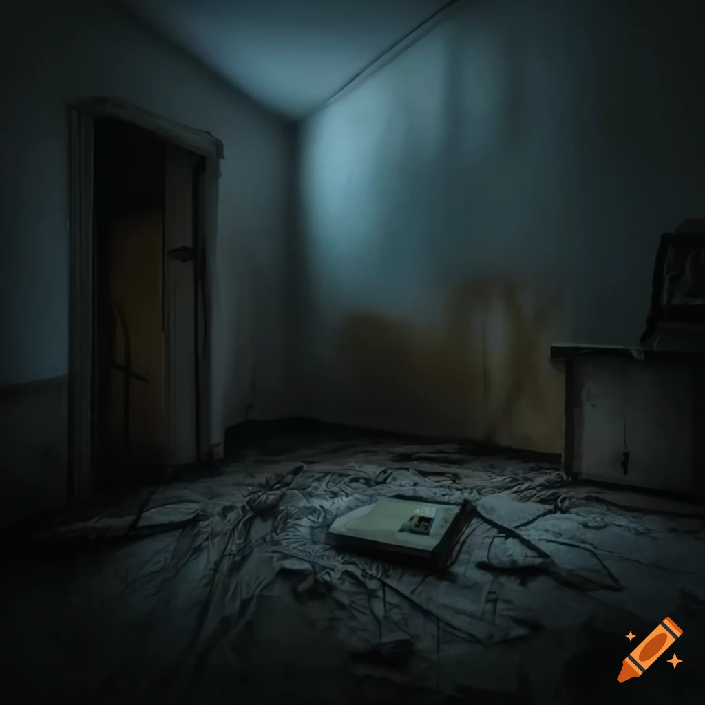 Neglected and gloomy small room with a sense of danger and revulsion on ...