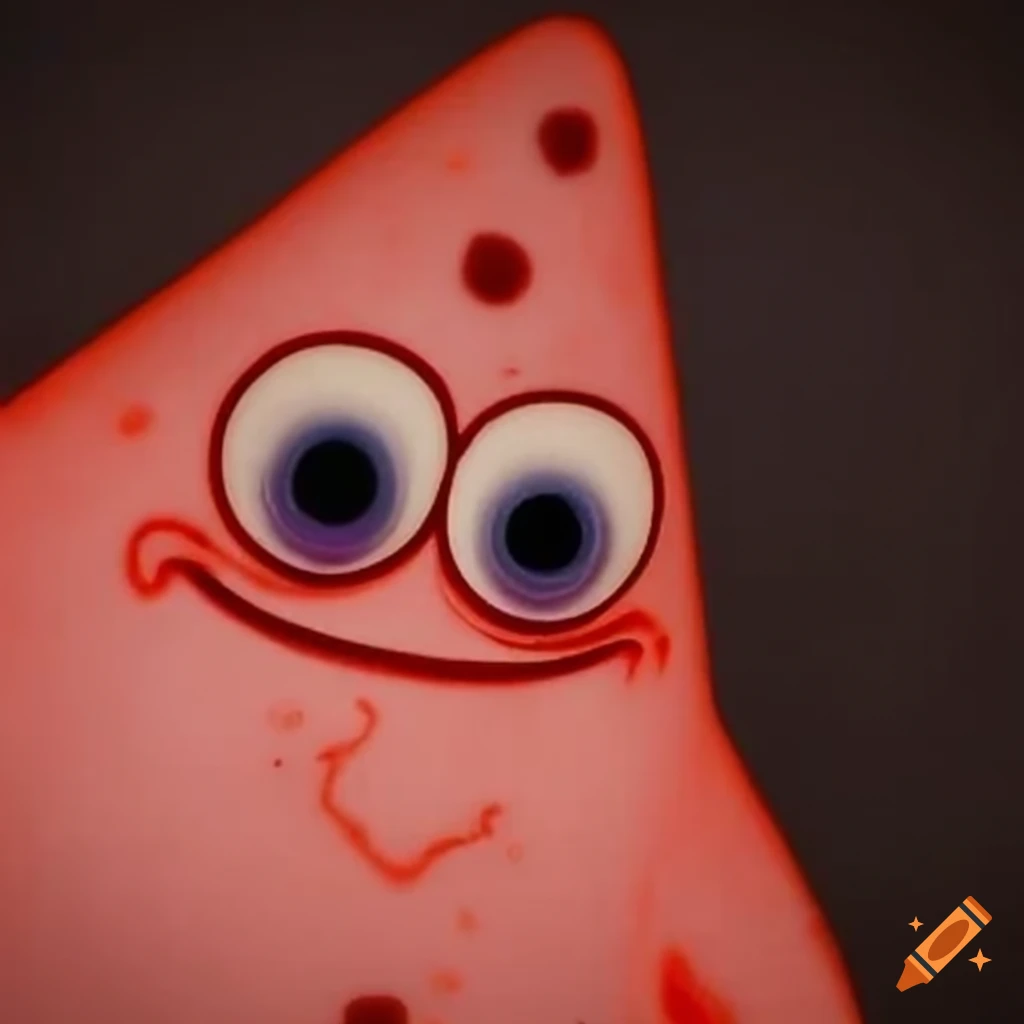 Sinister image of Patrick Star in shadows on Craiyon