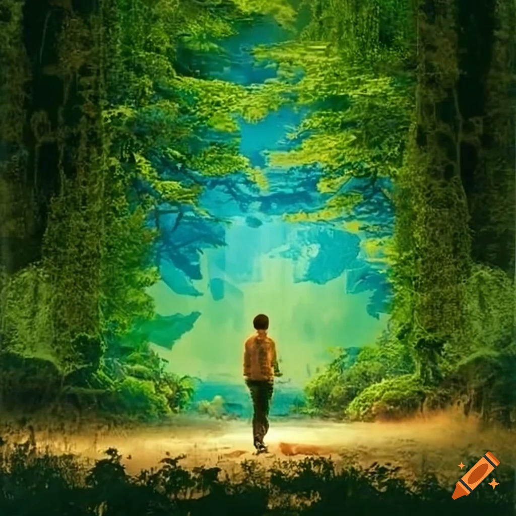 Blending nature and technology in a cover photo design on Craiyon