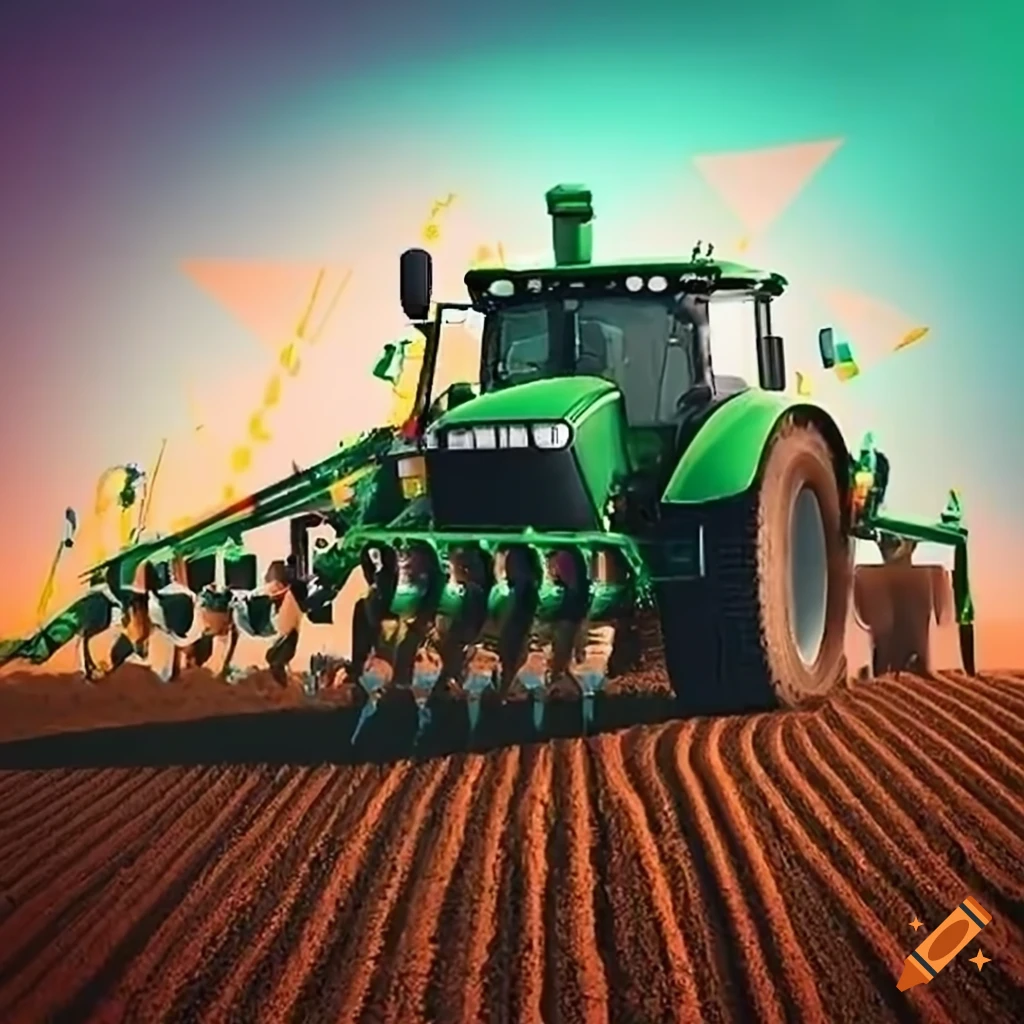 Autonomous tractor plowing a field with AI technology for navigation ...