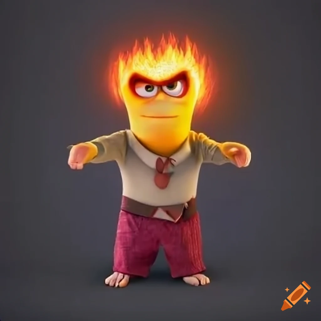 Anger character from Inside Out with fiery eyes and flared nostrils on ...