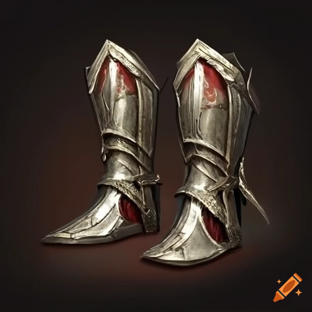 Adorned mithril plated knight boots for rpg inventory leg armor slot on ...