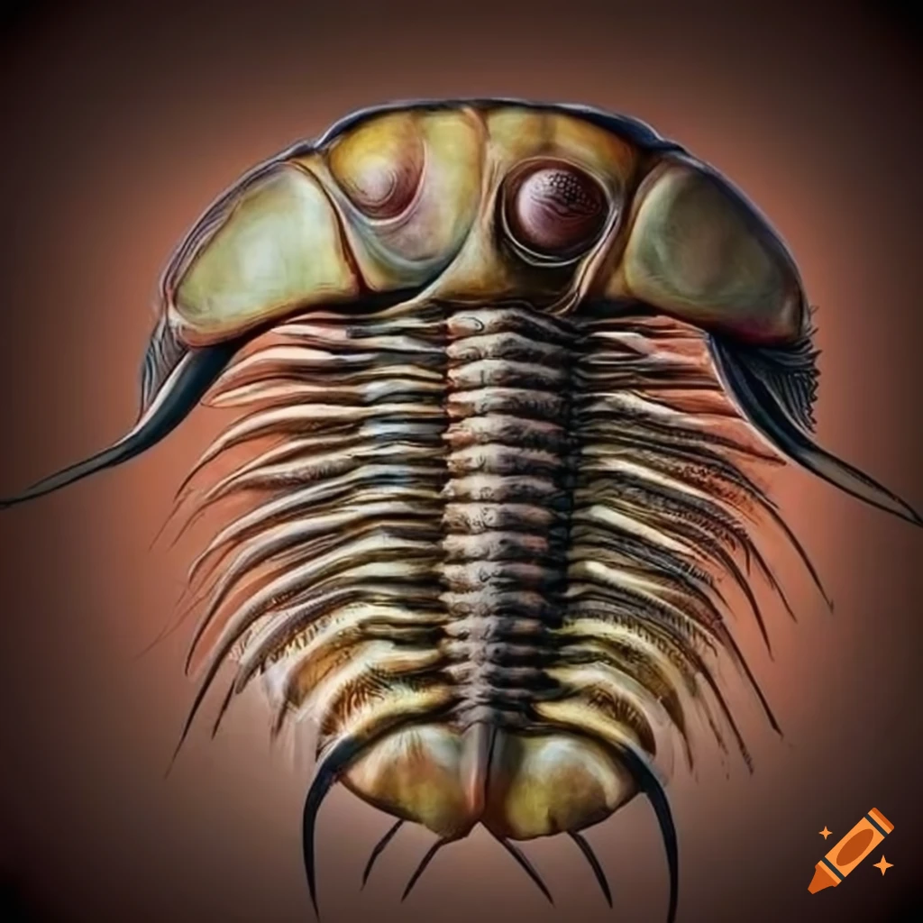 Intricate illustration of an extinct trilobite marine arthropod on Craiyon