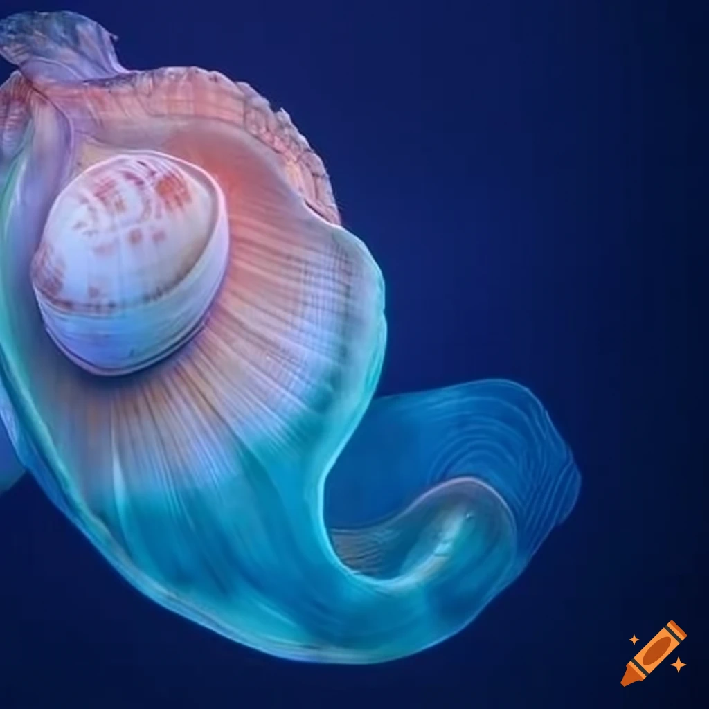 Giant pearly fantasy seashell with floral veil, high resolution ...