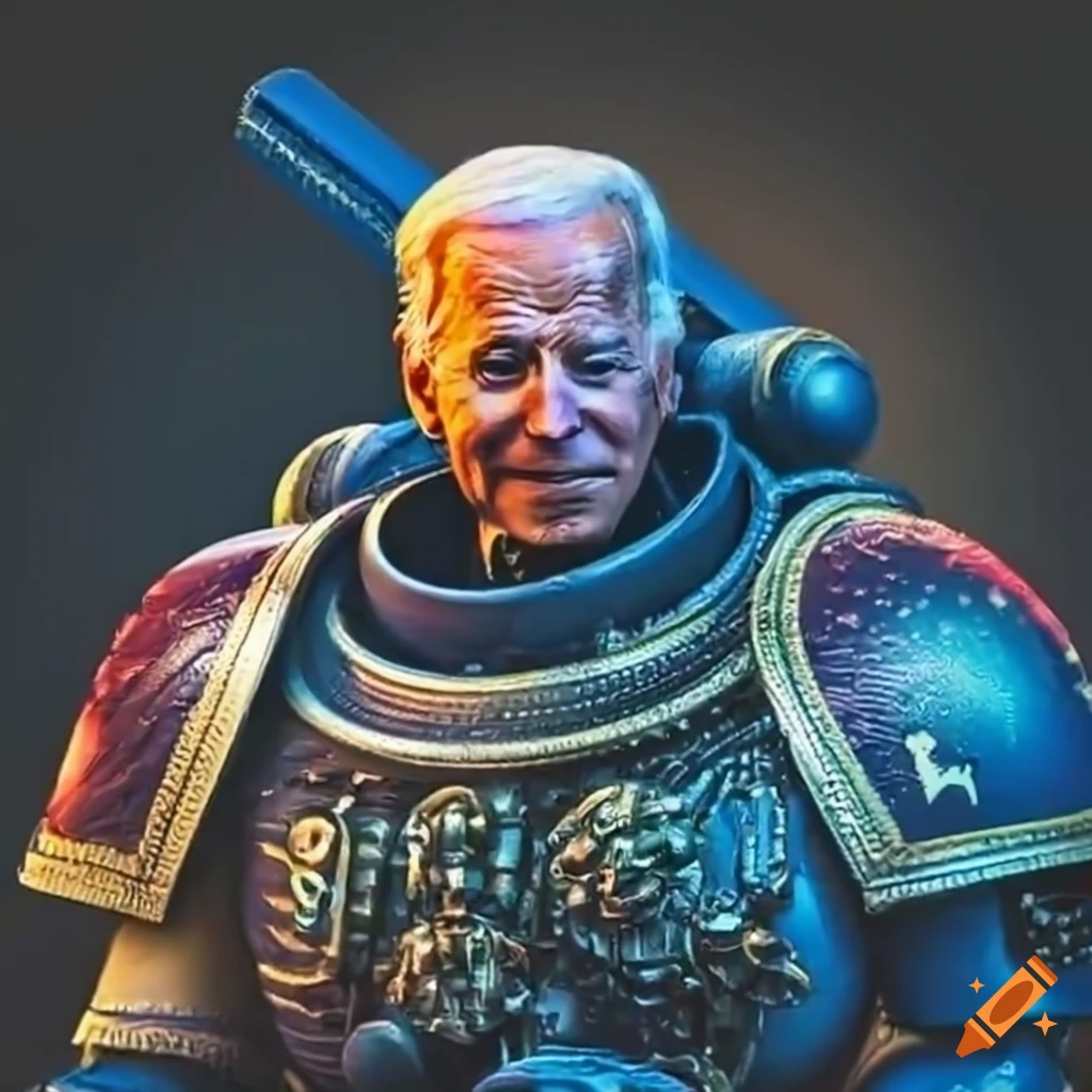 Joe Biden as a space marine in a futuristic setting on Craiyon