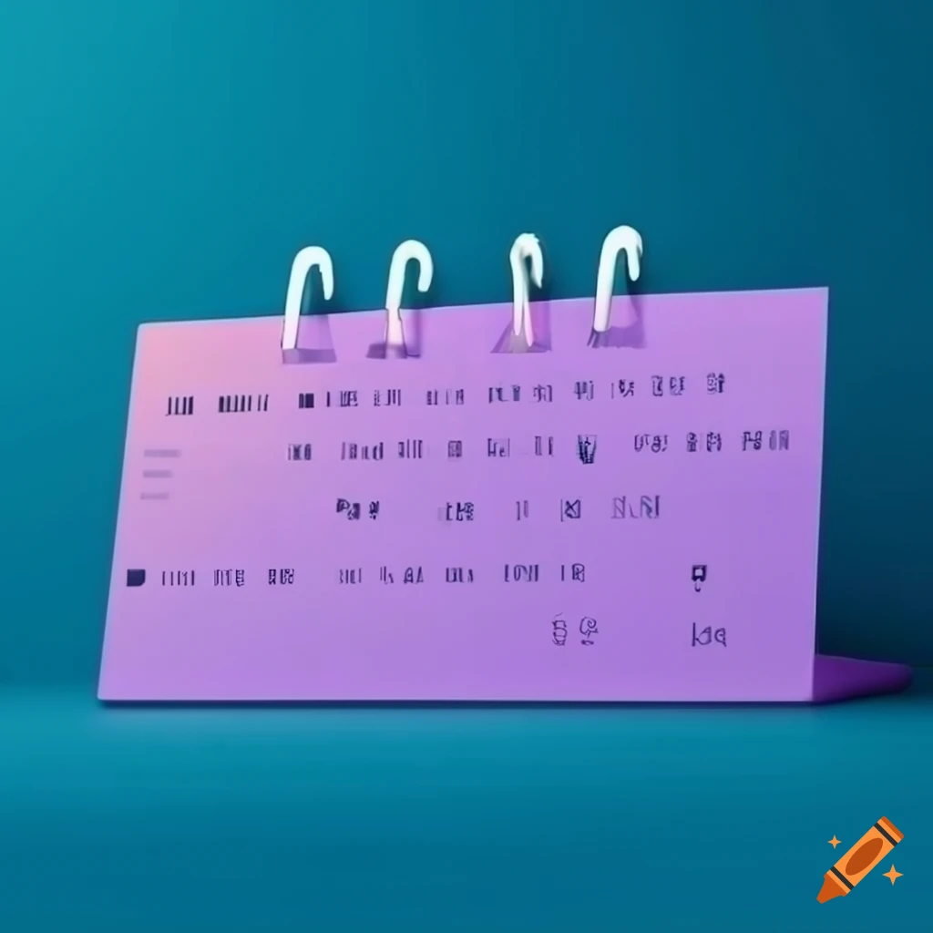 Modern and technical desk calendar with purple and blue elements on Craiyon