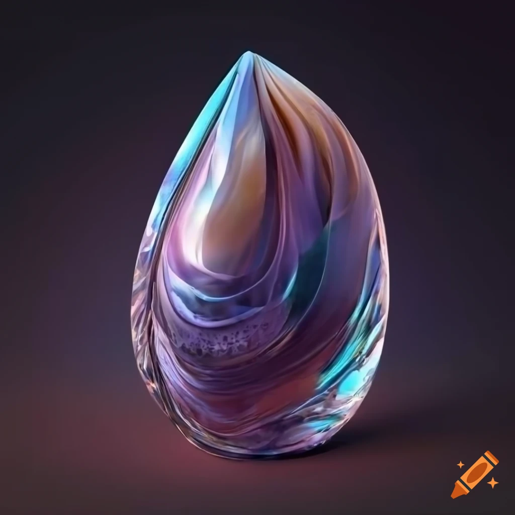 Intricate glass crystal with mussel and clean gradients in detailed ...
