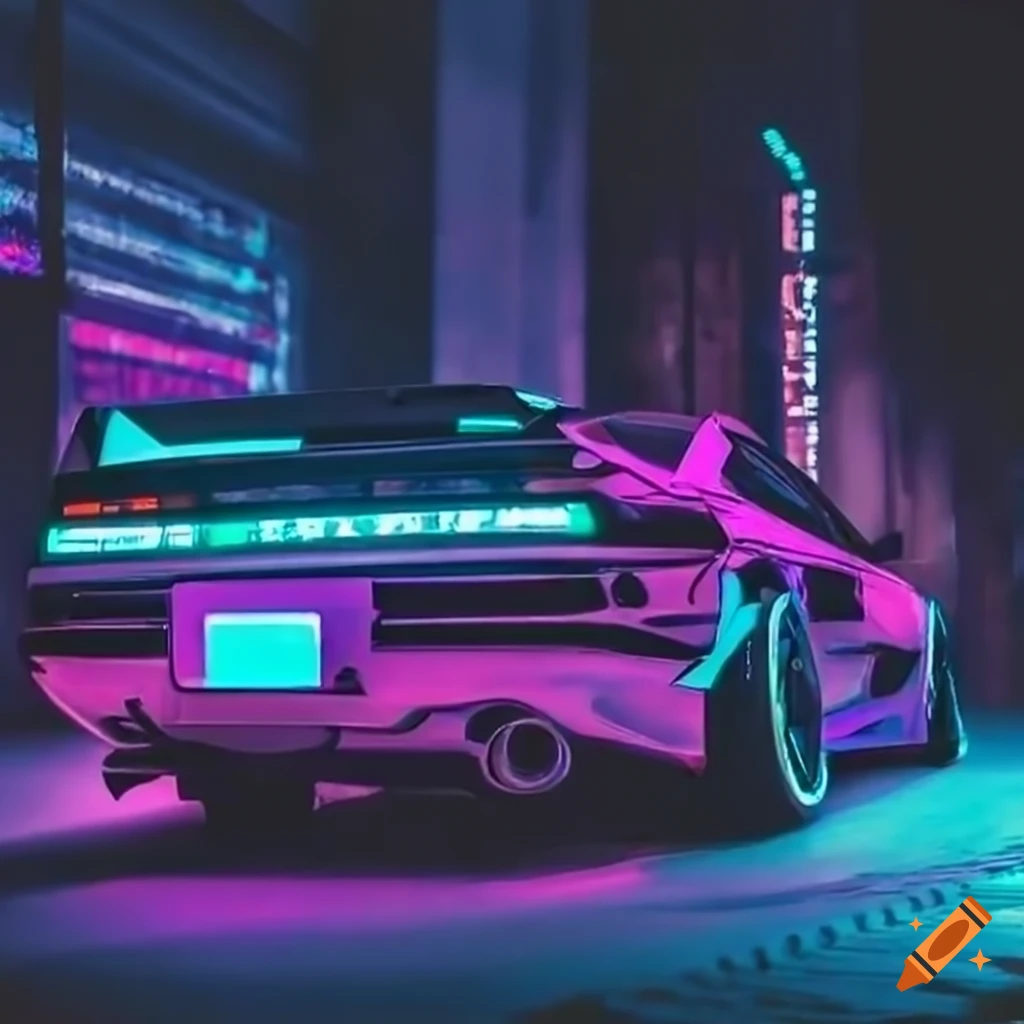 Cyberpunk-inspired MK3 Supra with holographic accents and neon lines on ...