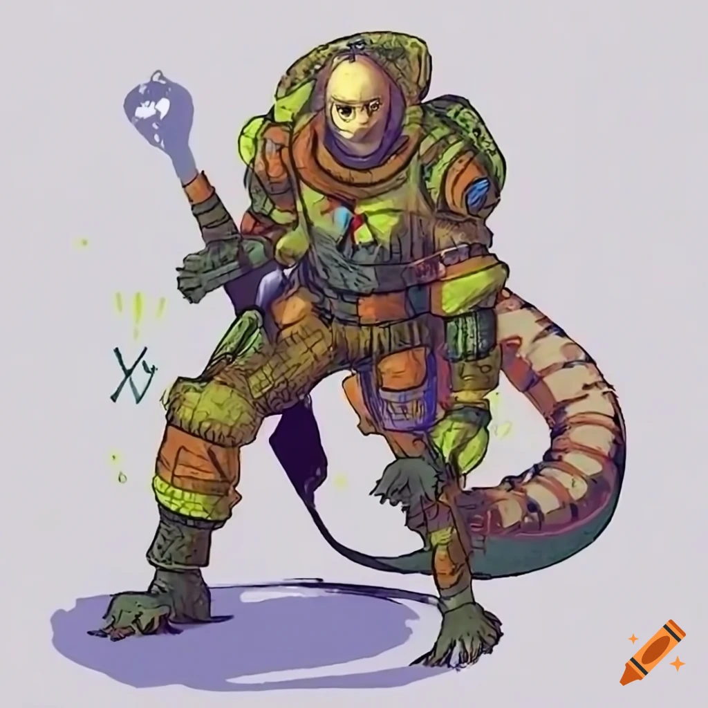 Space captain blended with the shadow and a komodo dragon in a chess ...