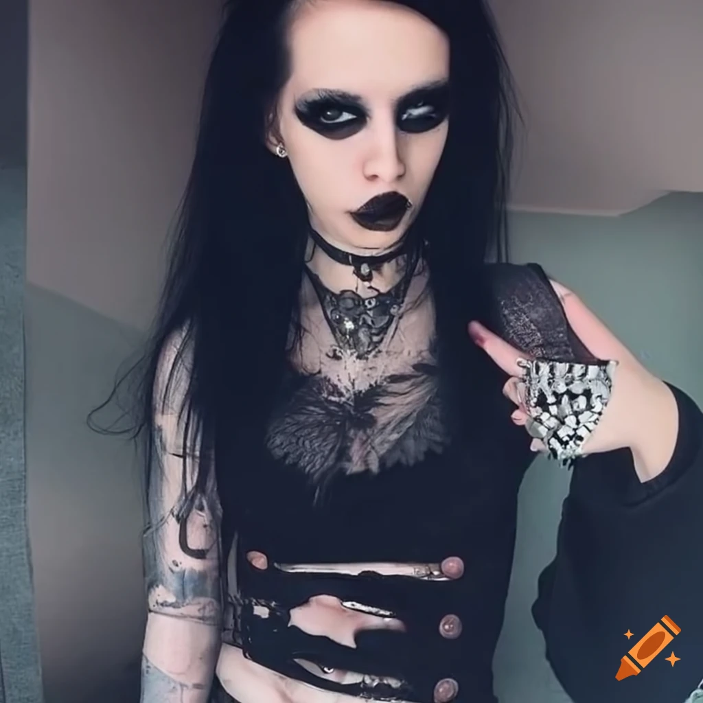 Beautiful Goth Woman With Black Hair And Hazel Eyes On Craiyon