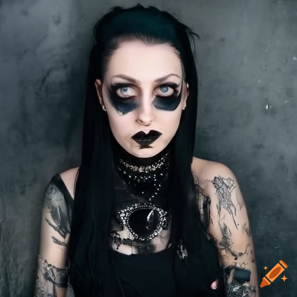 Beautiful Goth Woman With Black Hair And Hazel Eyes On Craiyon