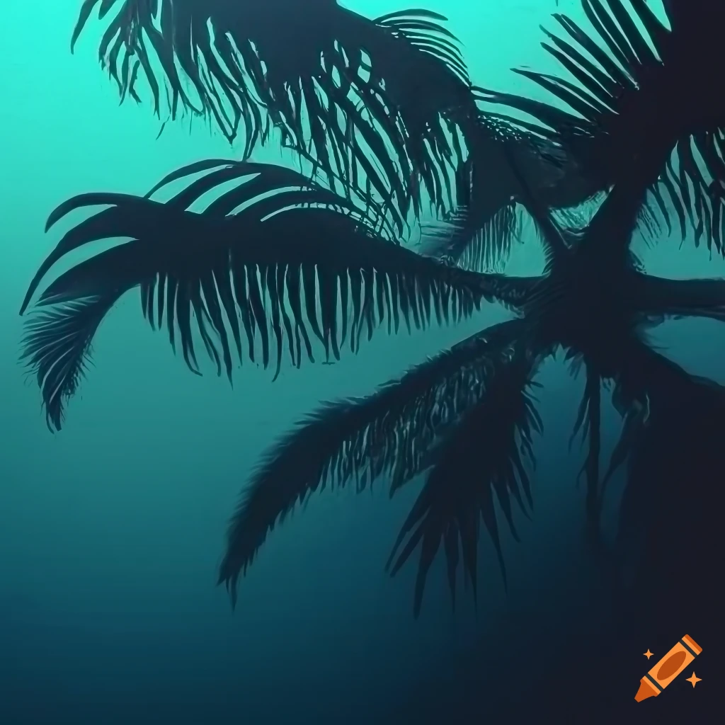 Palm trees underwater in an ocean with tiled floor on Craiyon