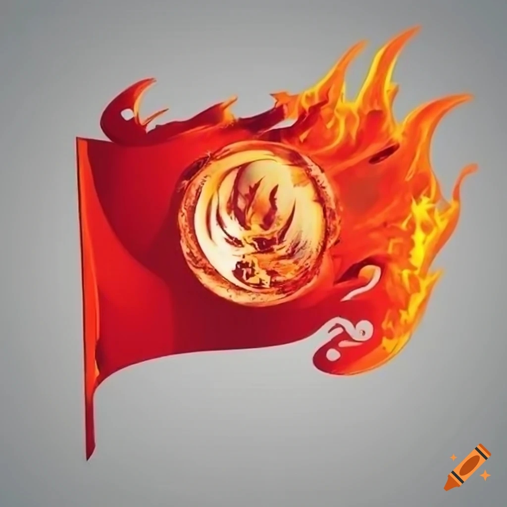 Flag with fire logo on Craiyon