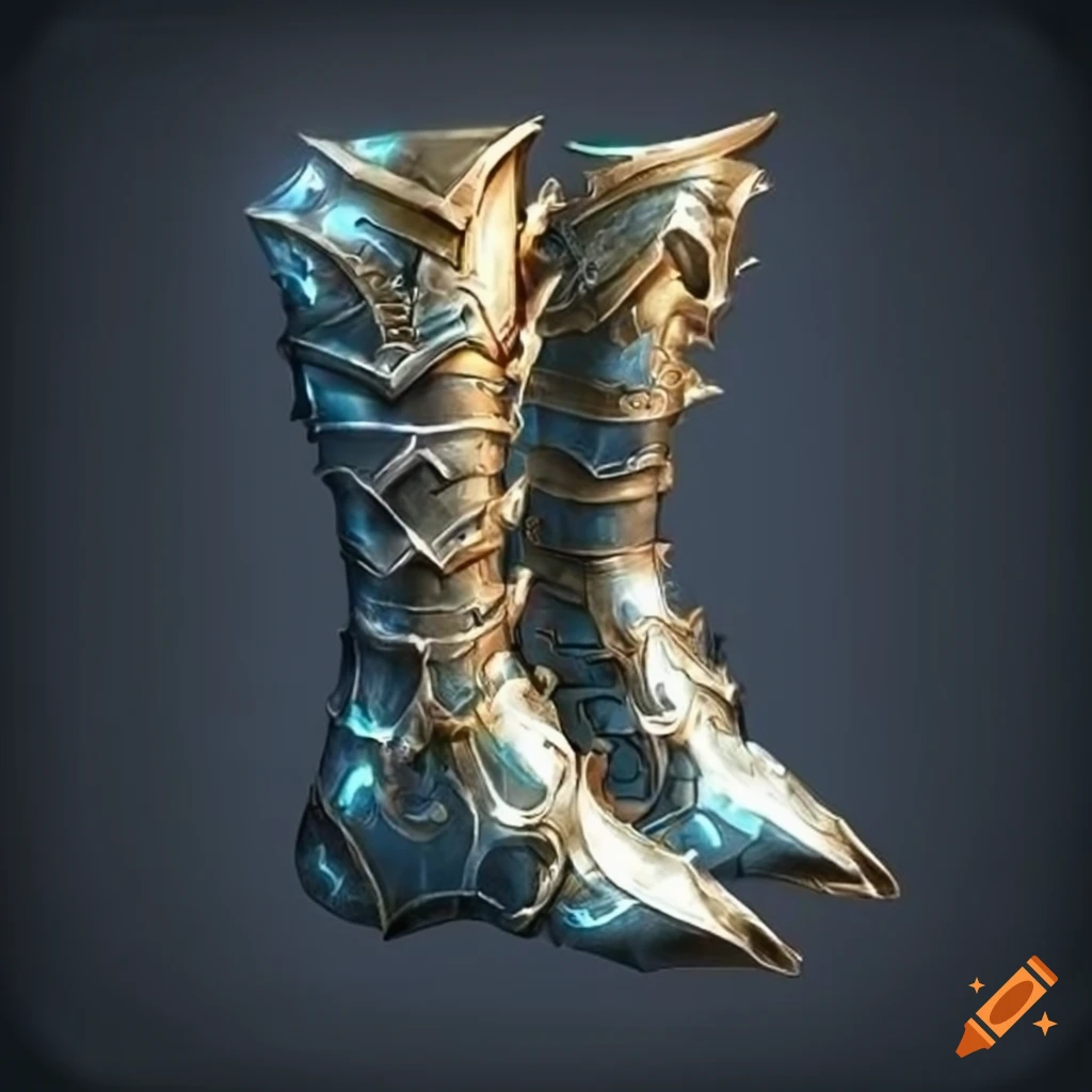 Adorned mithril plated knight boots for rpg inventory leg armor slot on ...