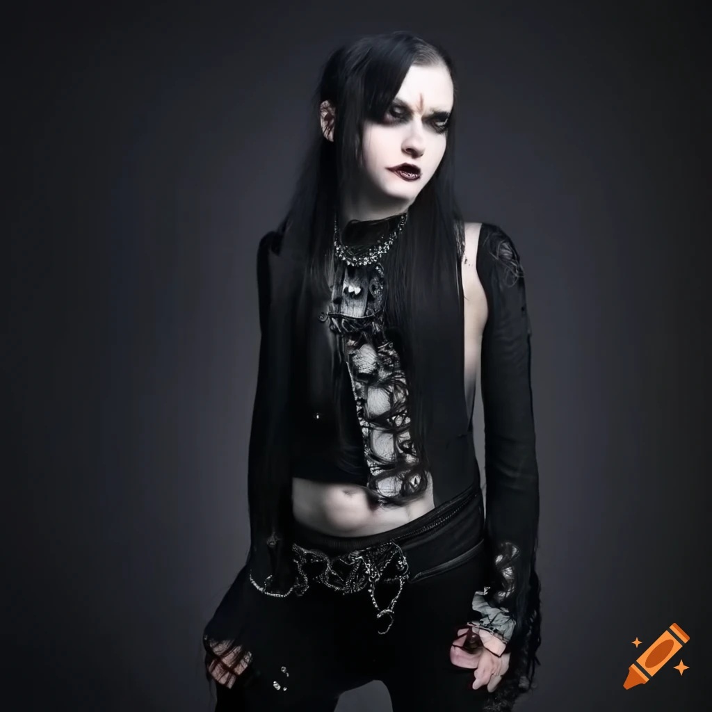 Beautiful caucasian goth woman with black hair and hazel eyes in ...