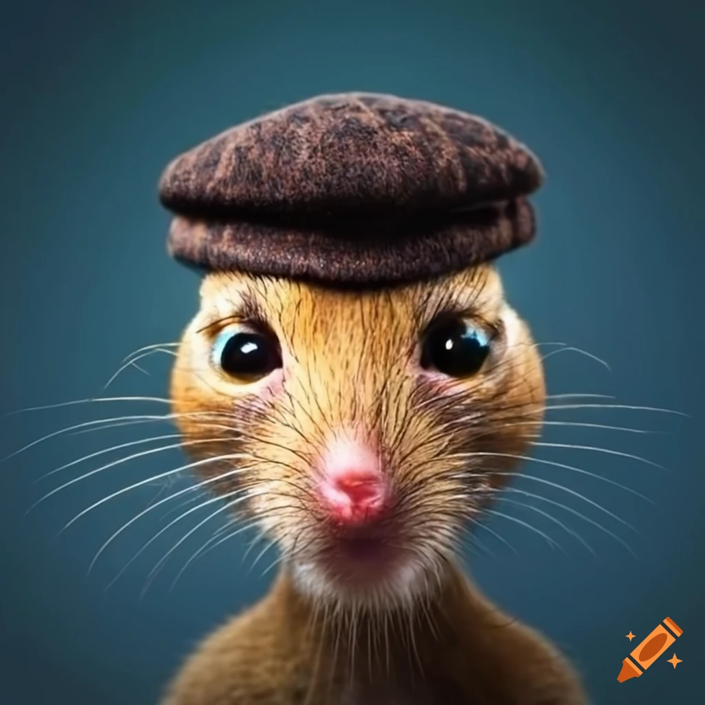 Serious mouse with an english flat cap on Craiyon