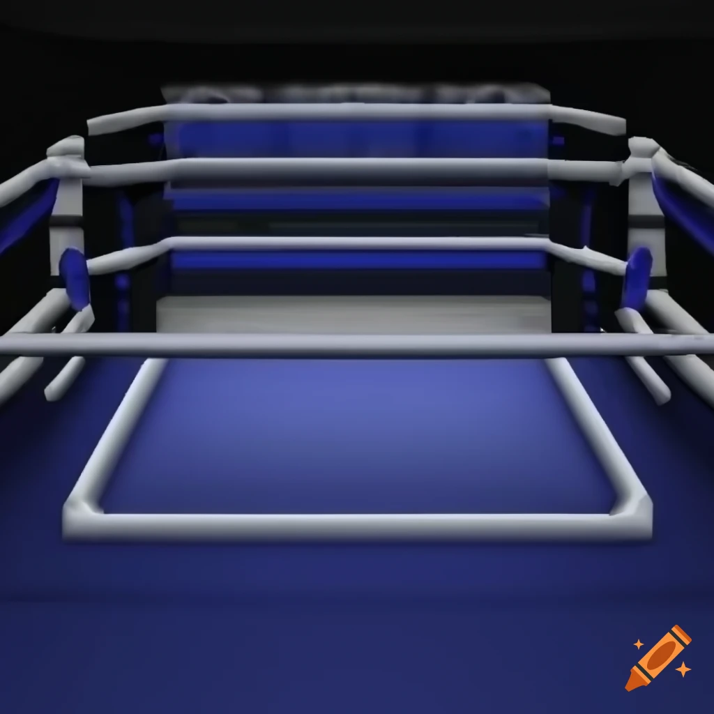 View from inside a blue boxing ring in nintendo 64 style on Craiyon