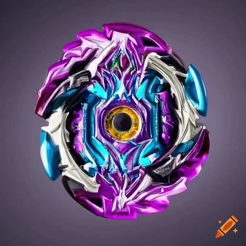 Deep purple beyblade with a center eye design on Craiyon