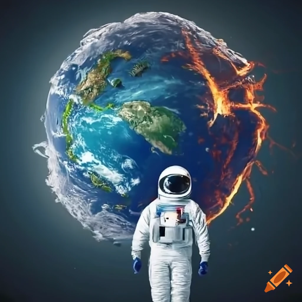 Astronaut observing exploding earth from space on Craiyon