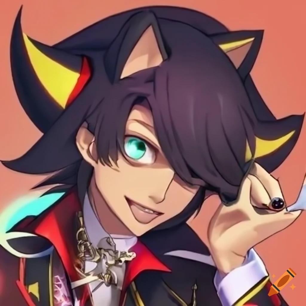 Human version of Shadow the Hedgehog in Twisted Wonderland style on Craiyon