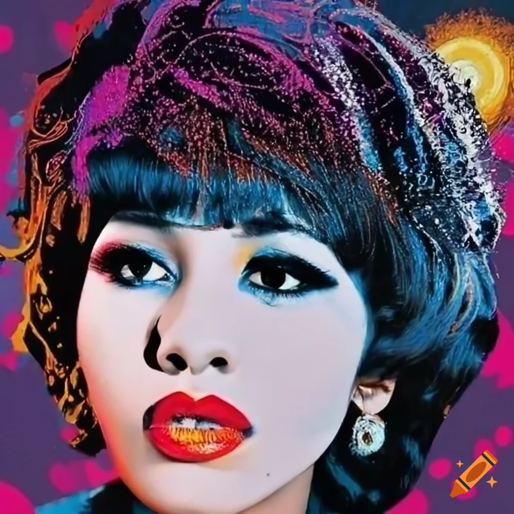 Estelle bennett from the ronettes in 60s pop art style with vibrant ...