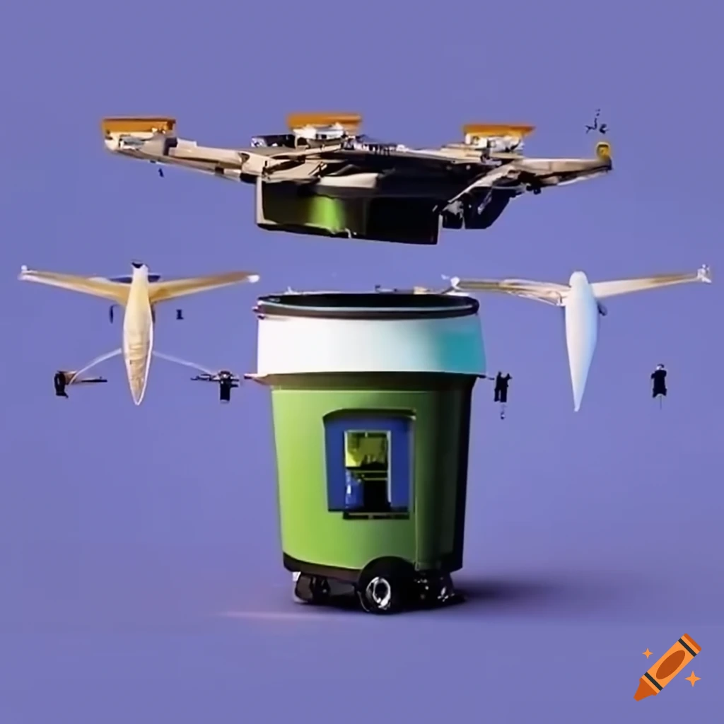 Autonomous drone with AI-powered navigation system and waste collection mechanism on Craiyon