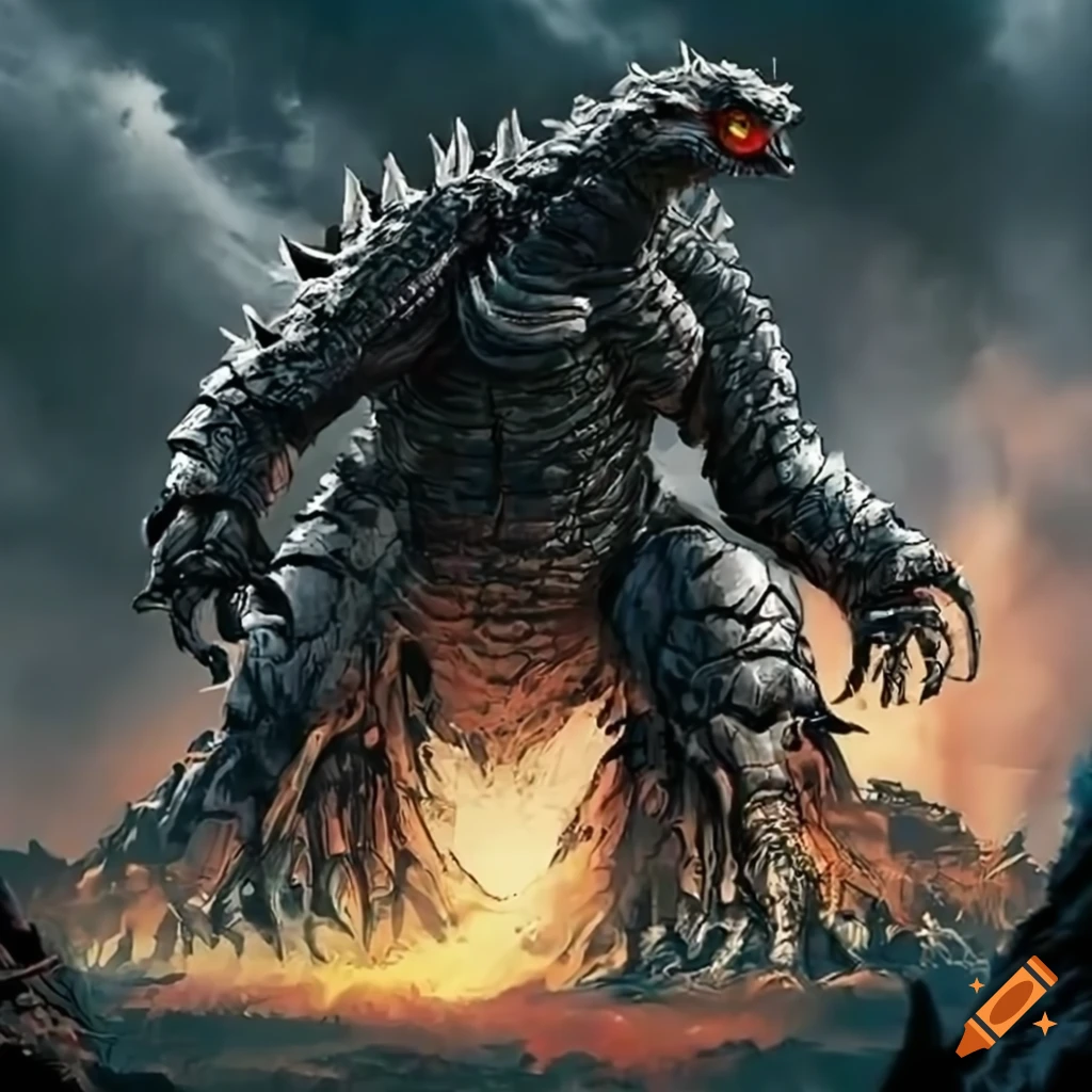 Giant robot battling a kaiju on Craiyon