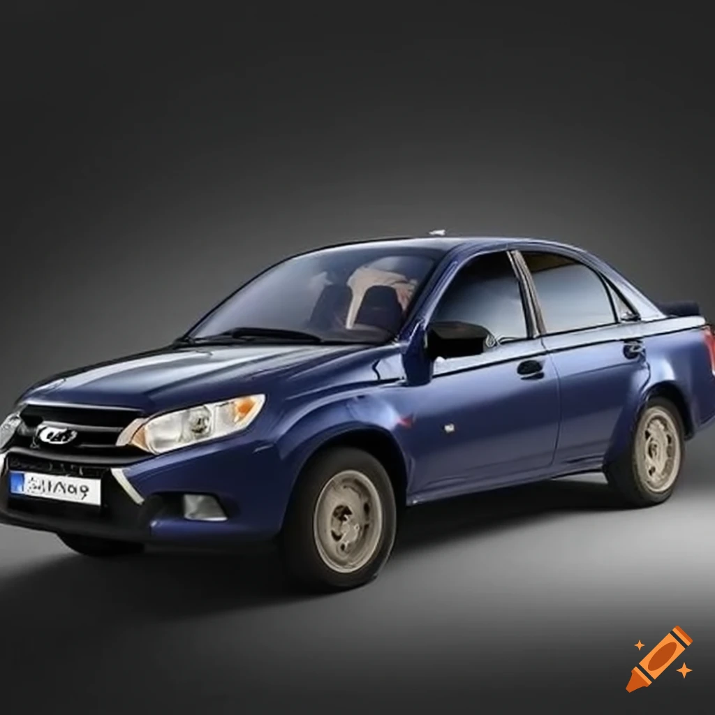 Ultra-realistic portrayal of Lada Granta Sport car with car enthusiasts ...