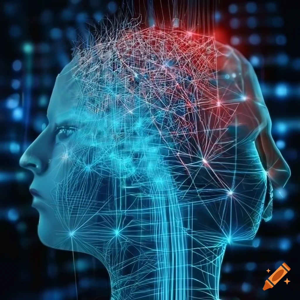 Conceptual image of a neural network and artificial intelligence with ...