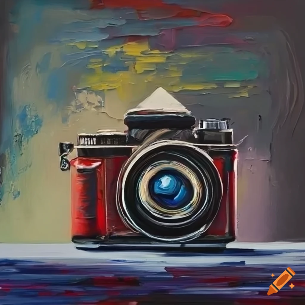 Palette knife acrylic painting of a camera on Craiyon