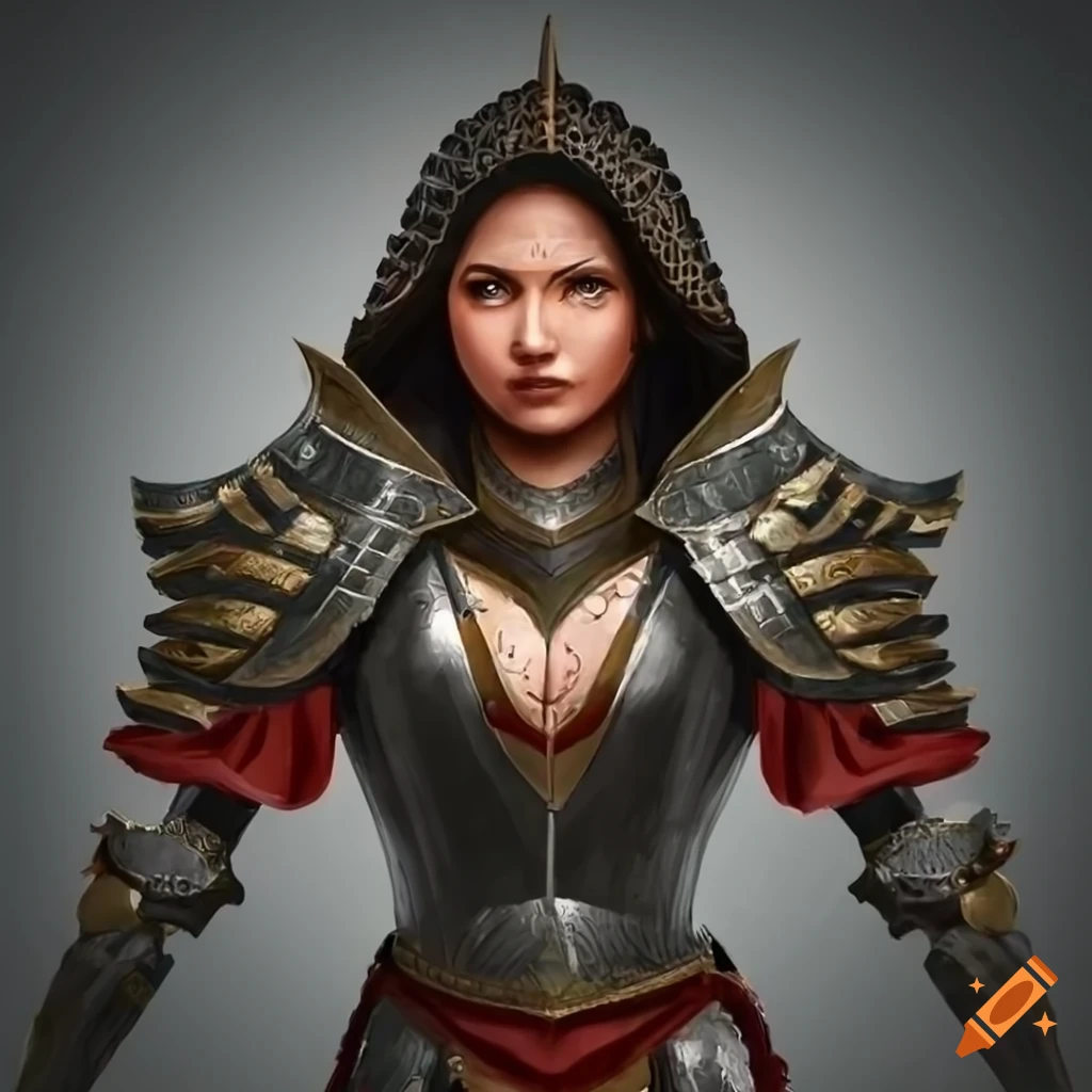 Filipino female knight in intricately decorated armor wielding a spear ...