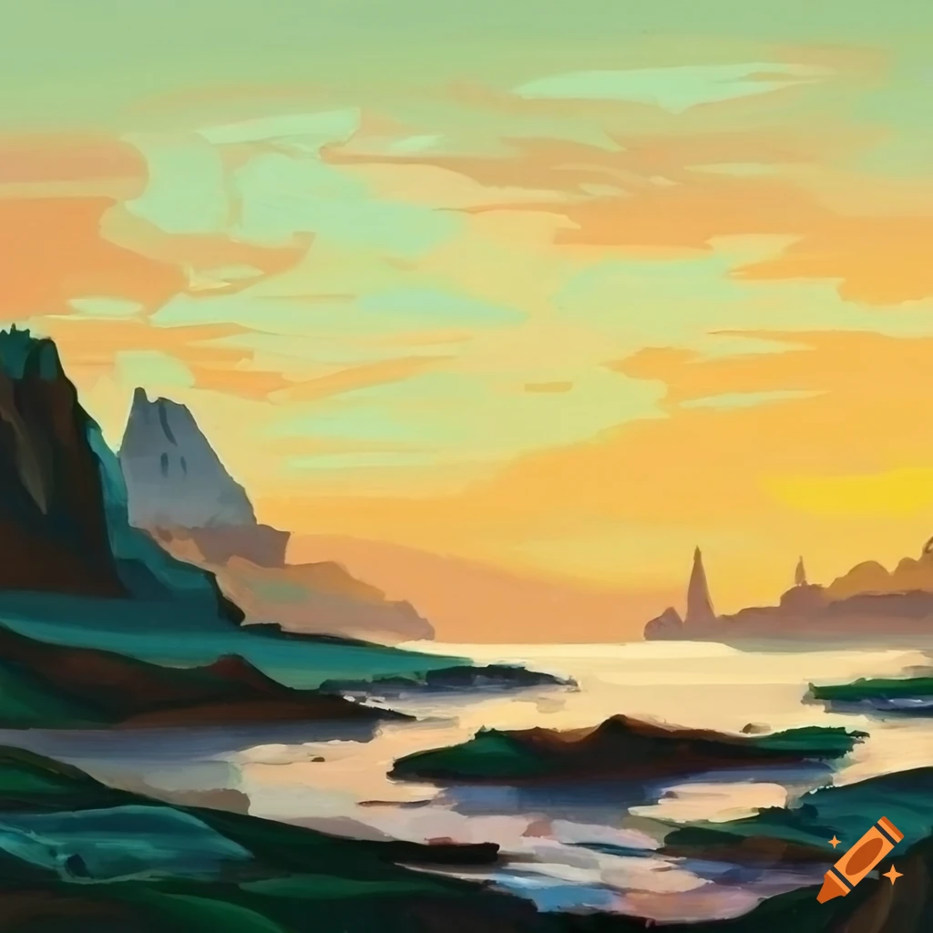 Vast broken landscape with ridges, cliffs, and a river in a chipped ...