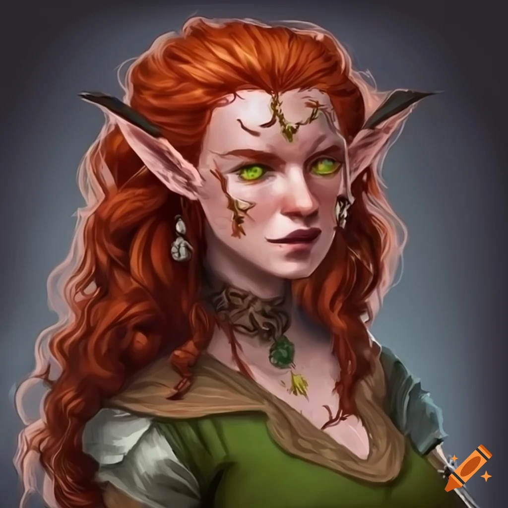 Female firbolg Druid with red hair on Craiyon