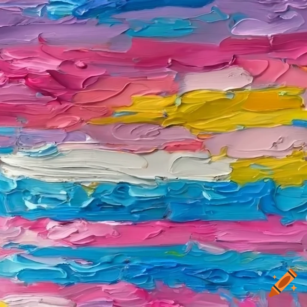 Transgender pride flag depicted in impasto oil painting with pink, blue ...