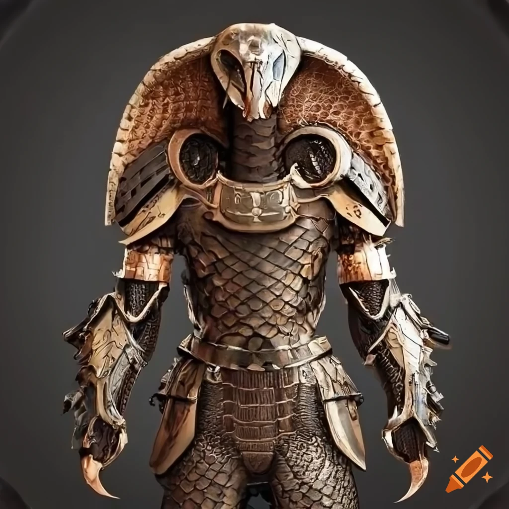 Detailed cobra armor design with steam punk themes on Craiyon
