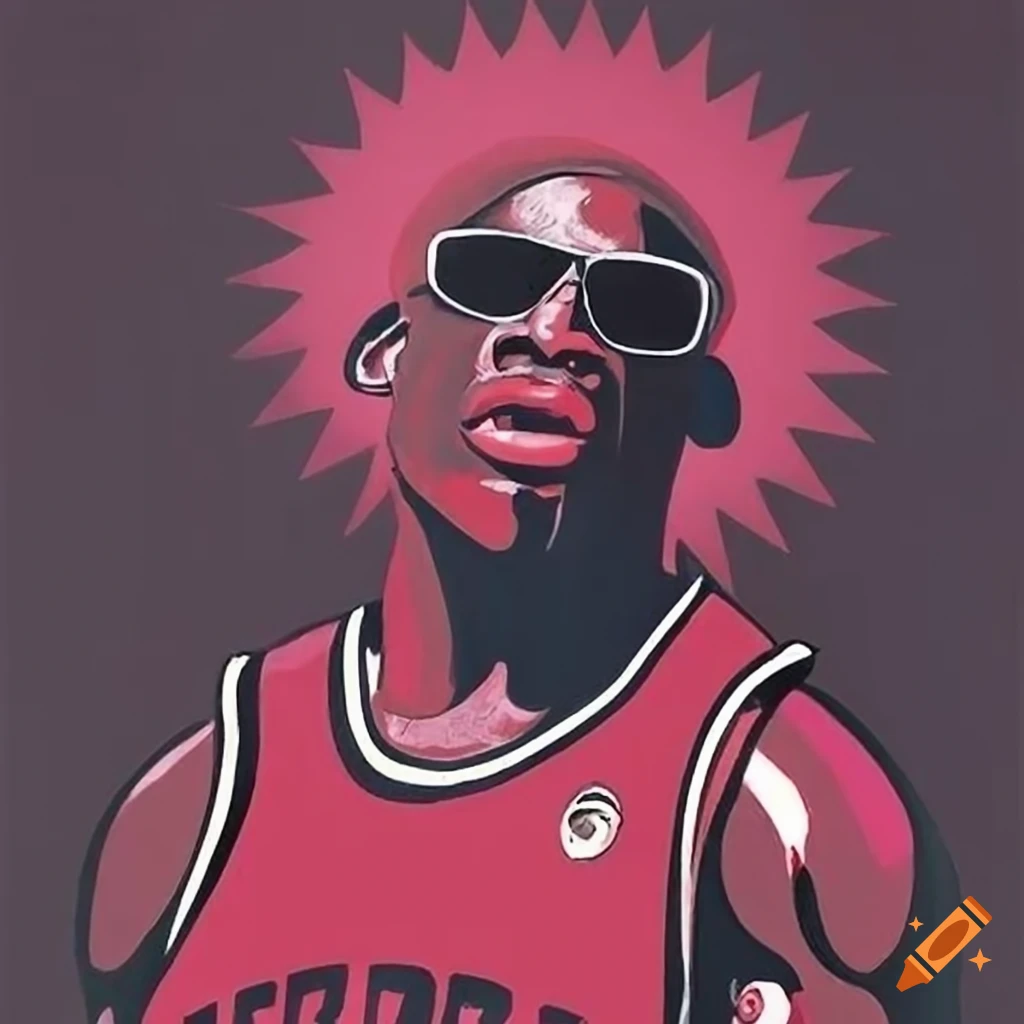 Passionate artist Dennis Rodman in pink and black communist propaganda ...