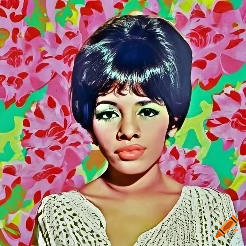 Estelle Bennett from The Ronettes in 60s Pop Art Flower background on ...