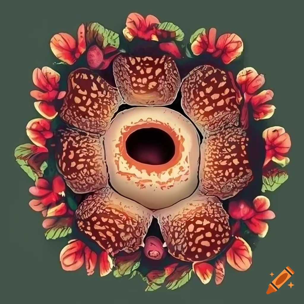 Realistic illustrations of corpse flowers and mushrooms in an eerie ...