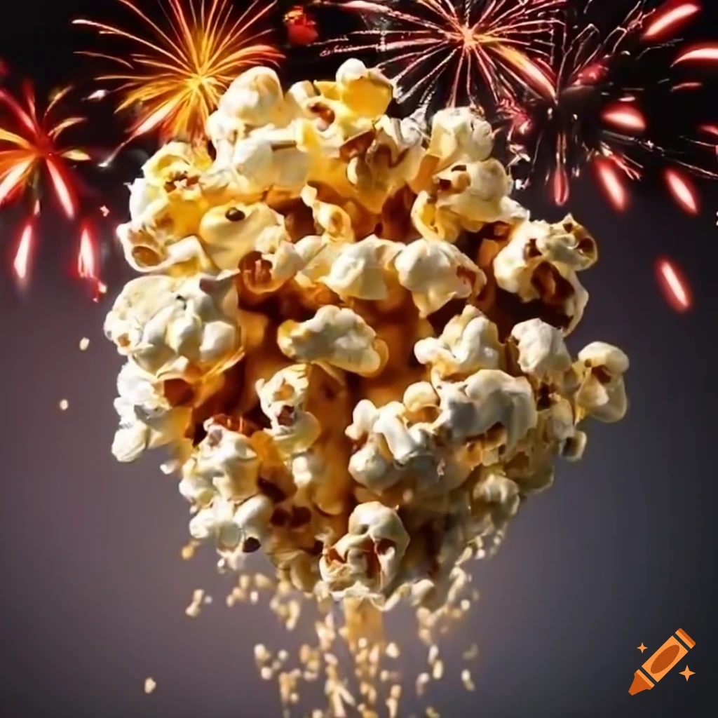 Popcorn exploding like fireworks on Craiyon
