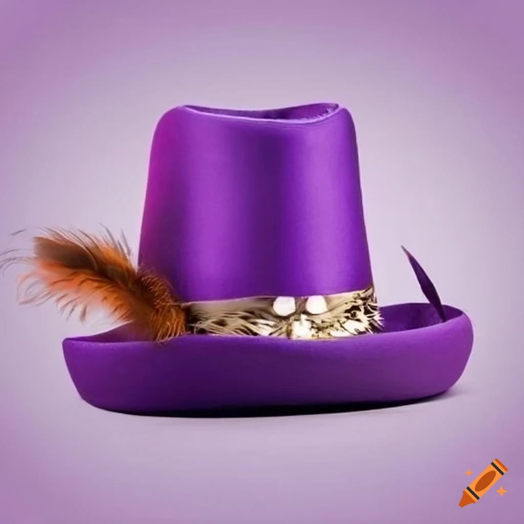 Stylish purple pimp hat with feather accent on Craiyon