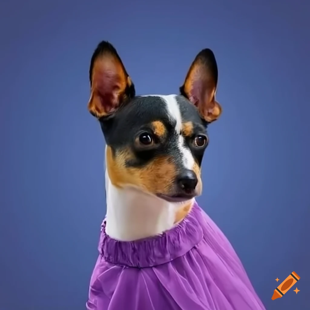Tri-colored Rat Terrier wearing a purple dress with President Biden on ...