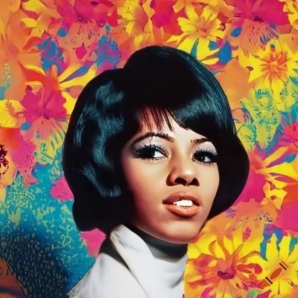 Pop art flower background with estelle bennett from the ronettes in 60s ...