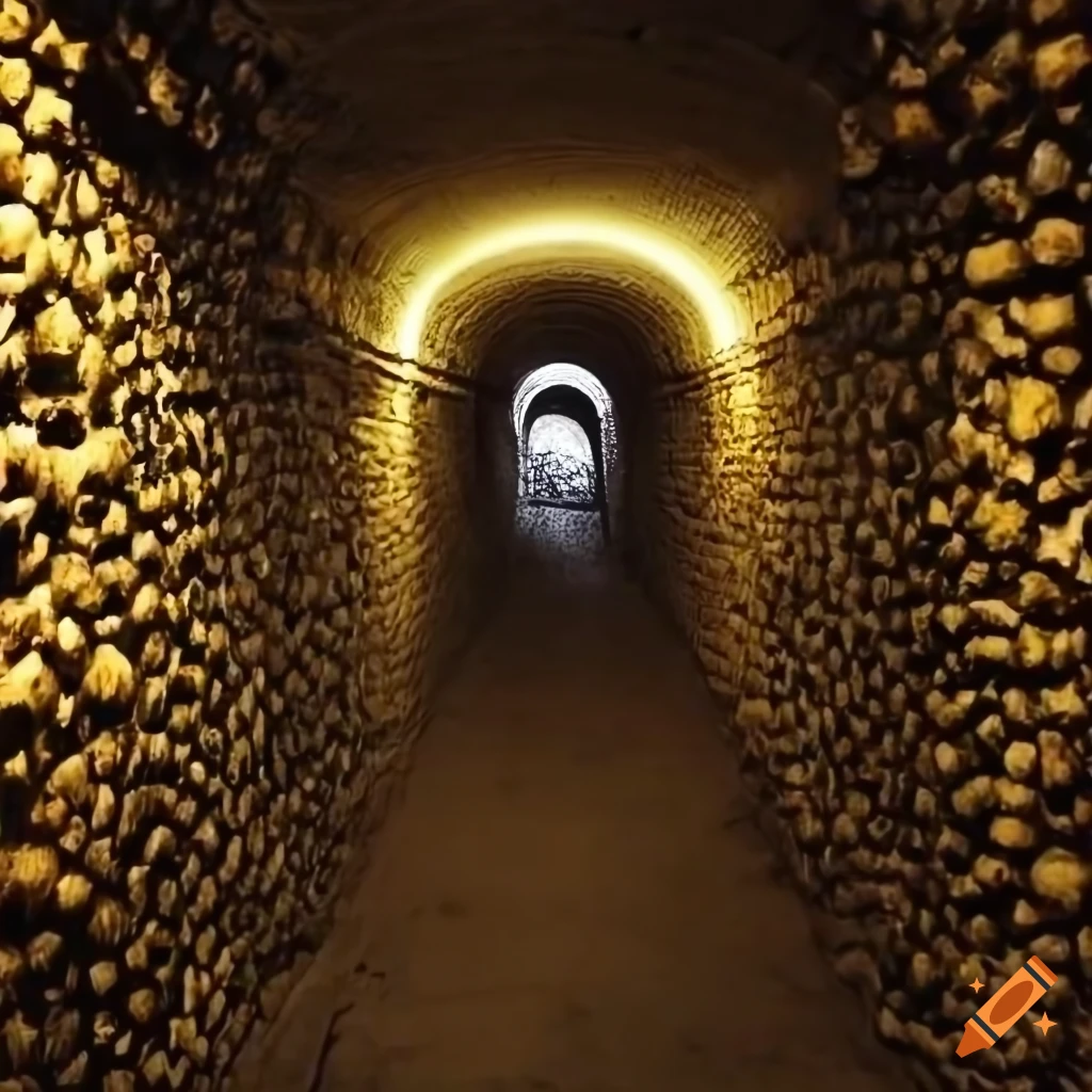 Exploring the eerie paris catacombs with walls lined with human bones ...