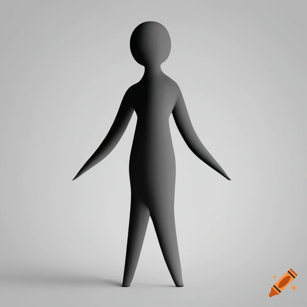 Minimalistic 3d faceless abstract figure in monochrome on Craiyon