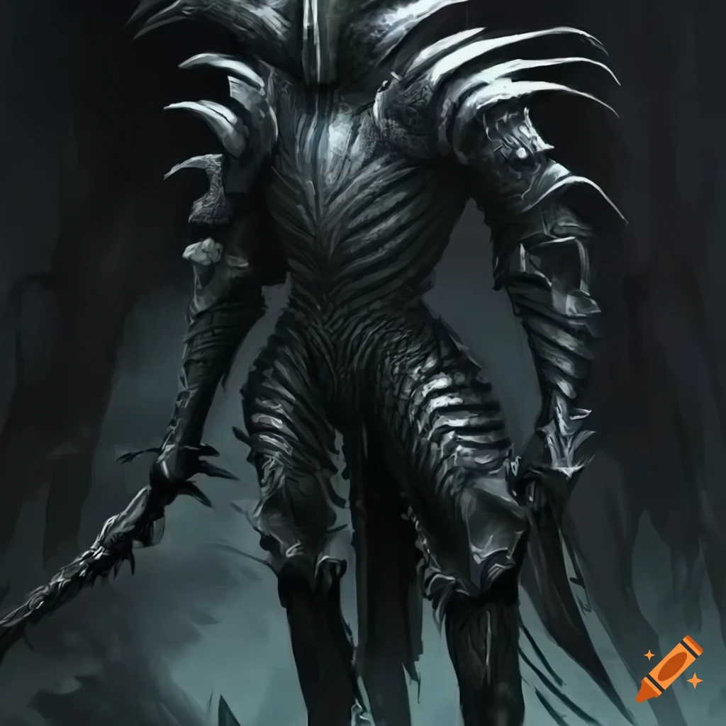 Humanoid fantasy monster knight general inspired by Xenomorph with a ...
