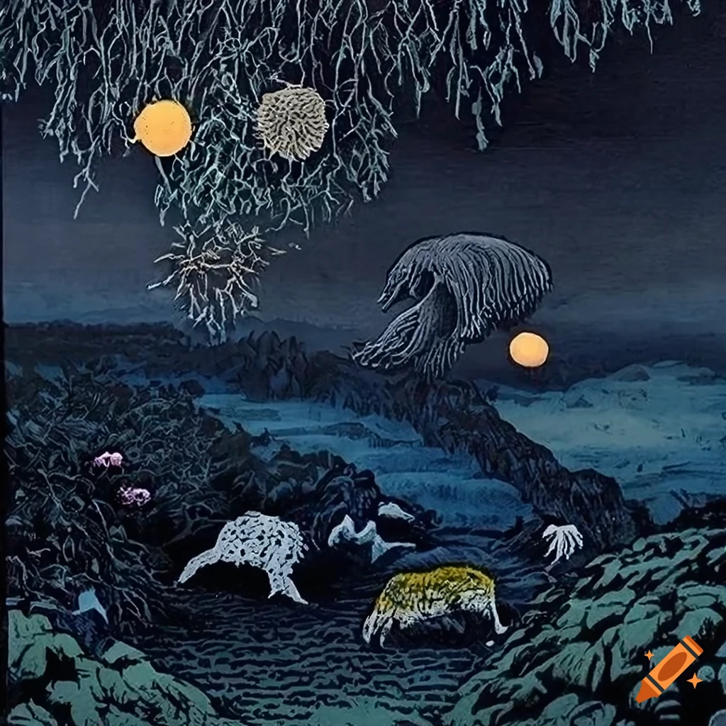 Panorama of 'the garden of eden' with native salish designs and motifs ...