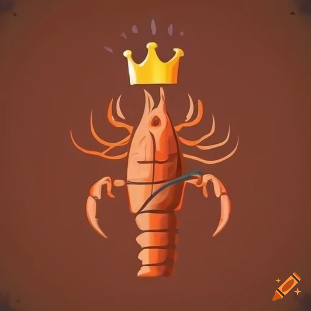 Crawfish wearing a crown in warm colors on Craiyon